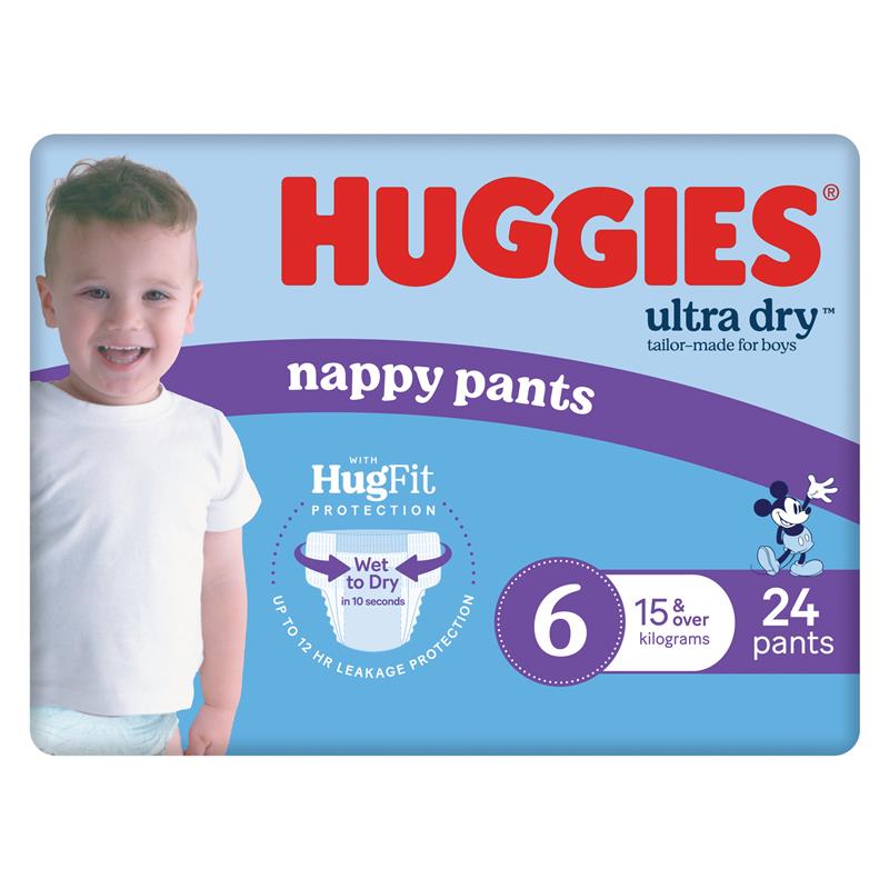 Huggies Ultra Dry Nappy Pants Junior Boy Size 6 (15kg & Over) | Pack o