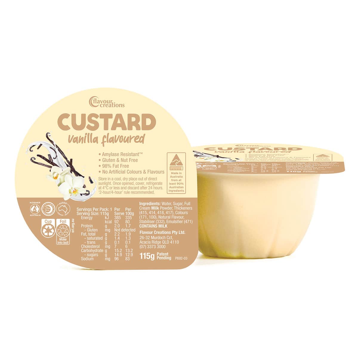 Flavour Creations Custard 115g Cups | Carton of 12