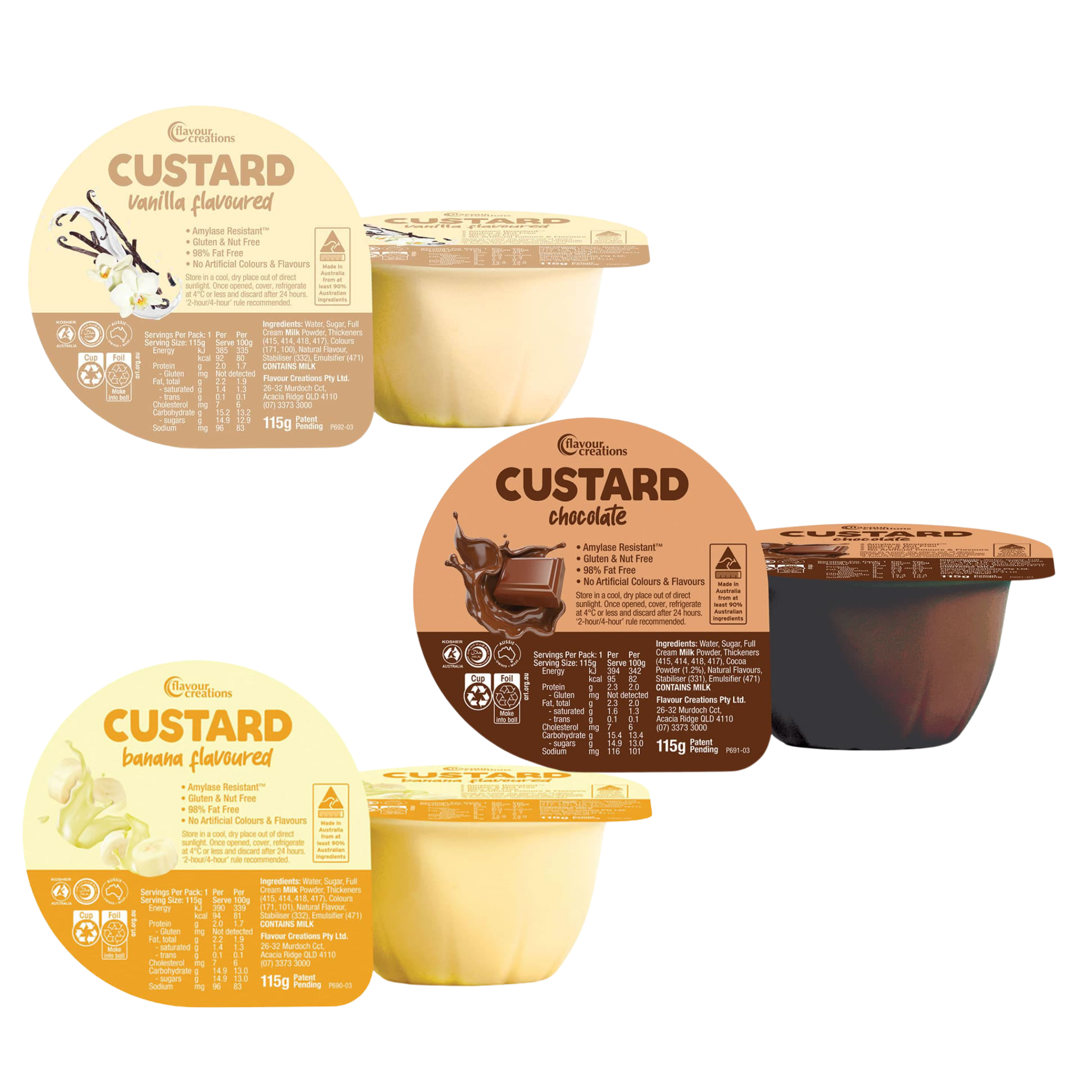 Flavour Creations Ready-to-Eat Custard | 12 x 115g
